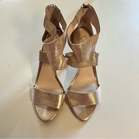 Jessica Simpson | Shoes | Jessica Simpson Gold Metallic 3 Inch Heels ...